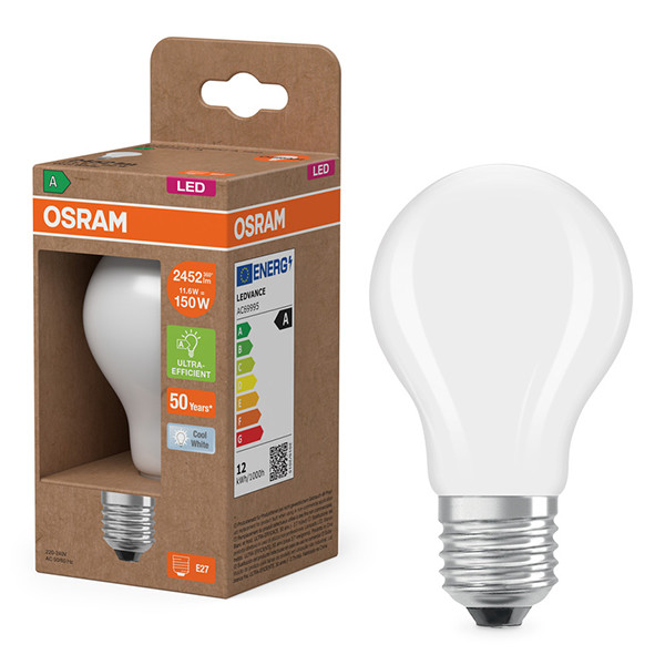 Osram LED lamp E27 | Peer A70 | Ultra Efficient | Mat | 4000K | 11.6W (150W) Osram 123led.nl